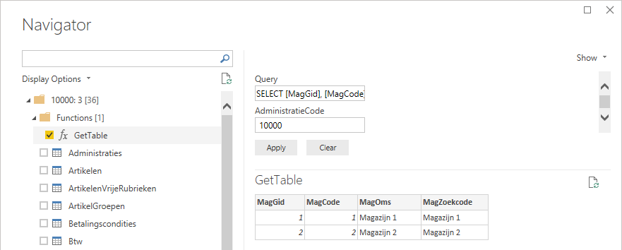 2.3 Functie GetTable - Power BI Connector