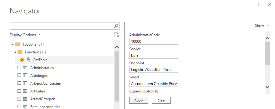 2.3 Functie GetTable - Power BI Connector