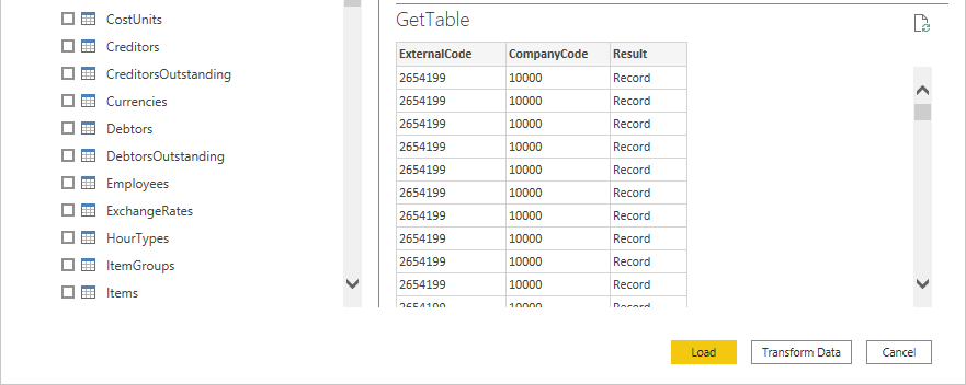 2.3 Function GetTable - Power BI Connector